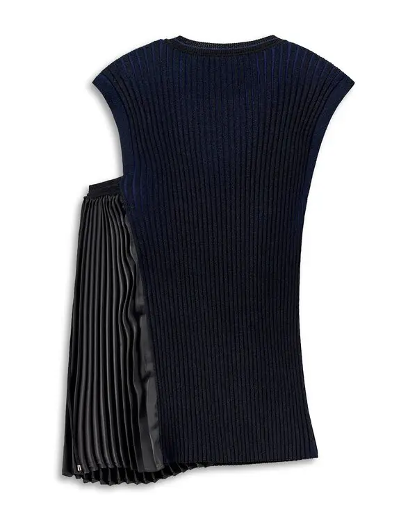 Emporio Armani Asymmetrical Ribbed Knit Top With Pleated Detail