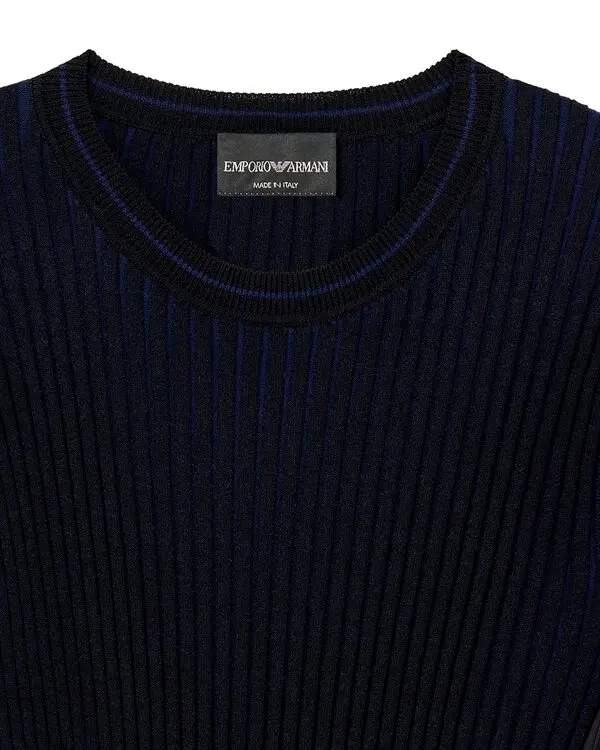 Emporio Armani Asymmetrical Ribbed Knit Top With Pleated Detail