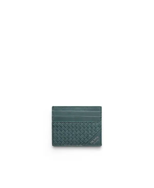 Prada Leather Card Holder - Blue