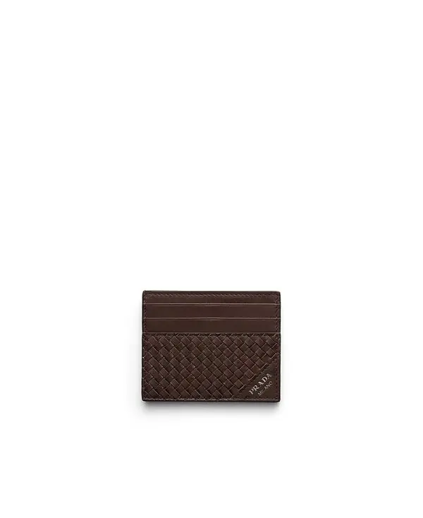Prada Leather Card Holder - Brown