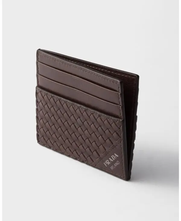 Prada Leather Card Holder - Brown