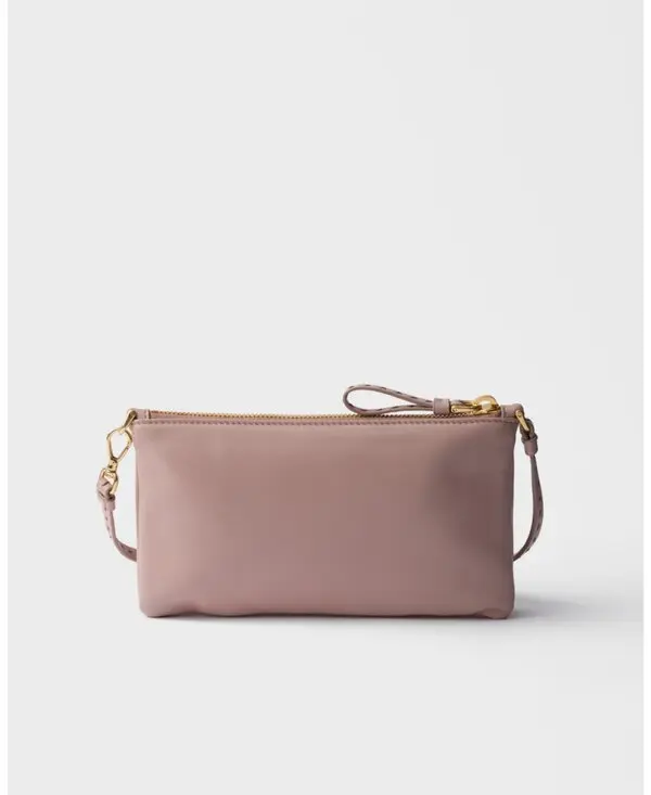 Prada Nappa Leather Zipper Pouch With Bow Detail