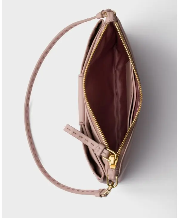 Prada Nappa Leather Zipper Pouch With Bow Detail