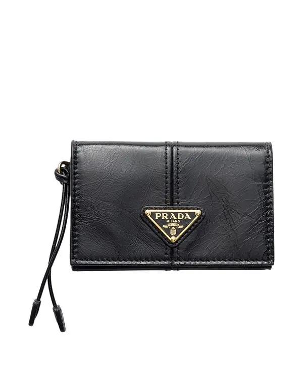 Prada Leather Card Holder With Flap