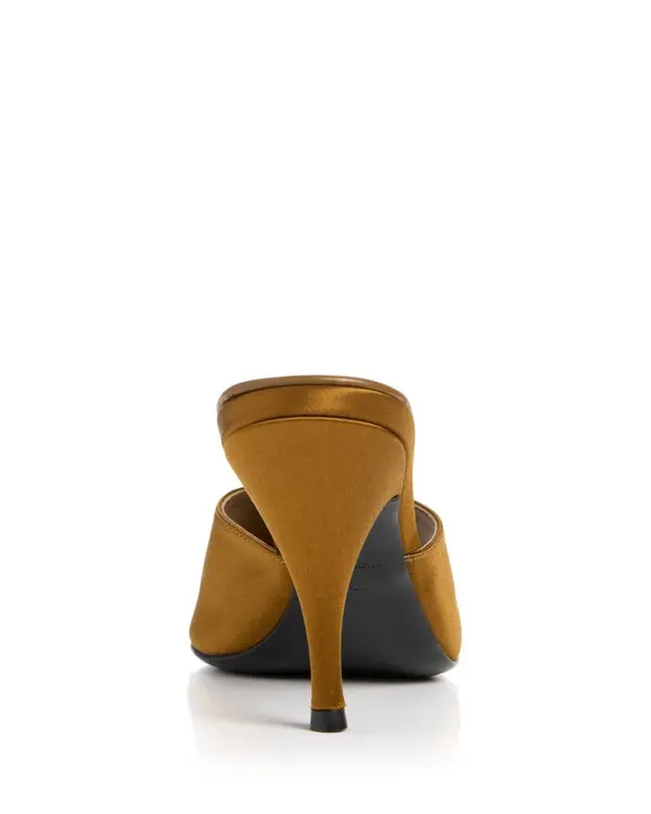Miu Miu Satin Slide Sandals With Embroidered Logo