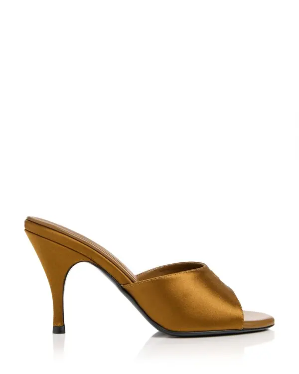 Miu Miu Satin Slide Sandals With Embroidered Logo