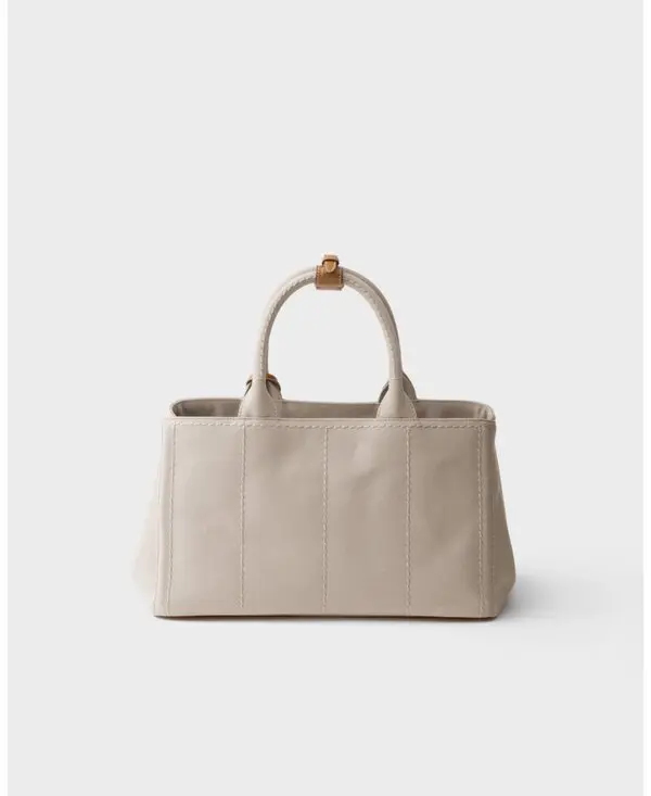 Prada Jardiniere Large Cotton Canvas Handbag - Neutral