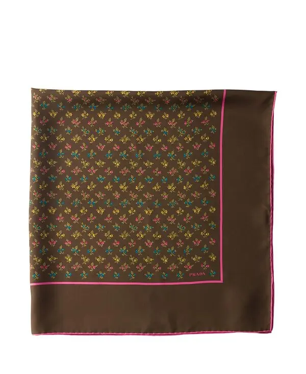 Prada Printed Twill Scarf 90 - Brown