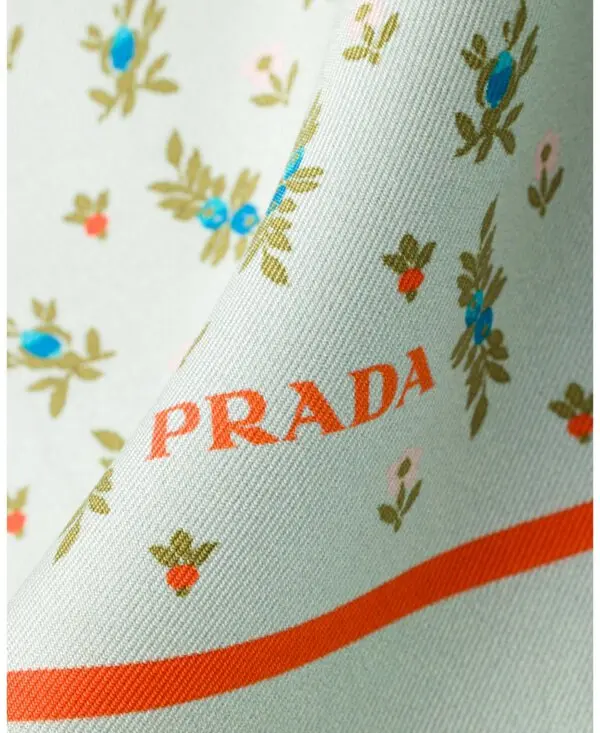 Prada Printed Twill Scarf 90 - Green