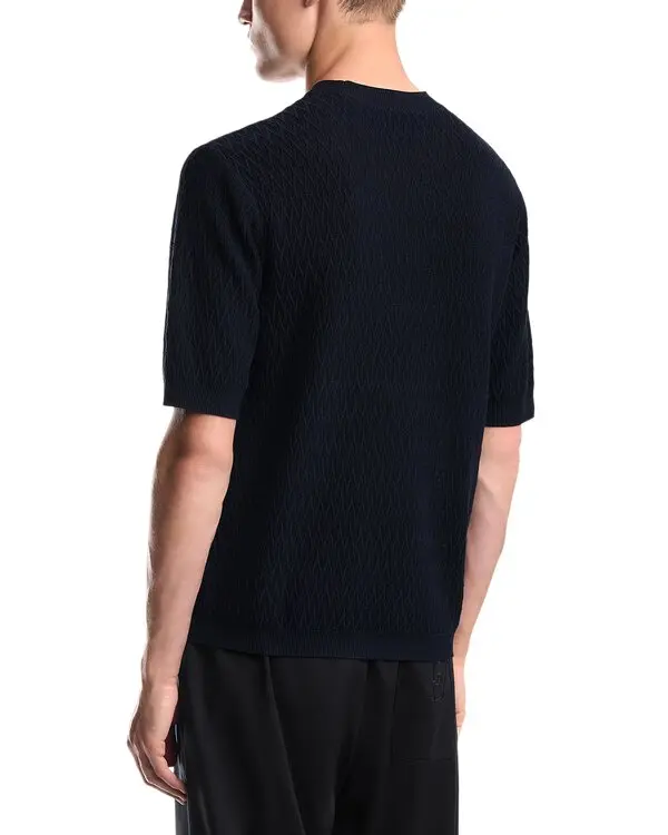 Emporio Armani Chevron Jacquard Short Sleeve Cotton Sweater