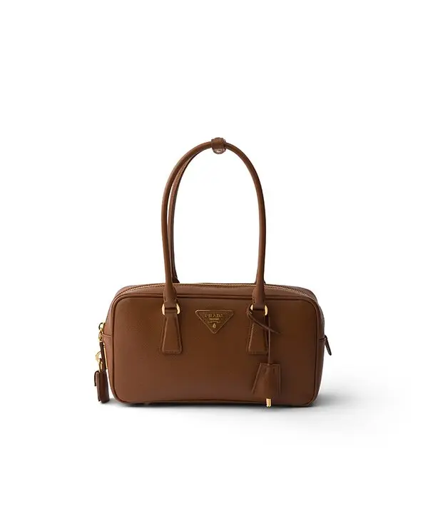 Prada Small Saffiano Leather Top Handle Bag - Cognac