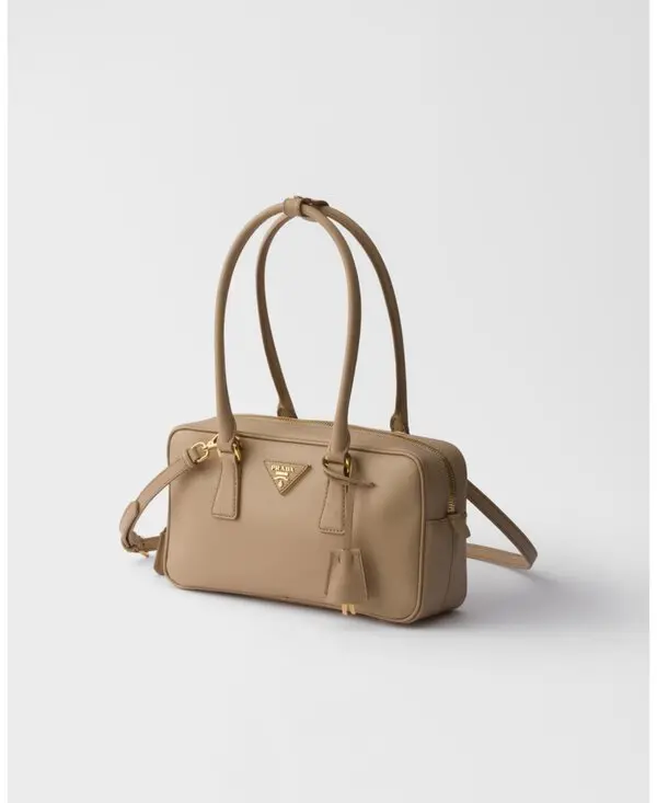 Prada Small Saffiano Leather Top Handle Bag - Sand Beige