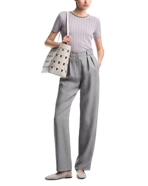 Emporio Armani Flounced Jacquard Jersey Top