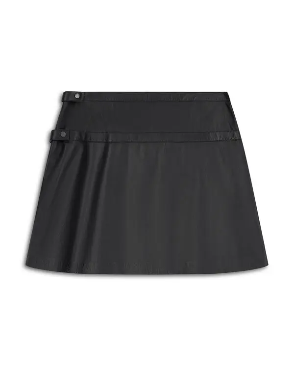 Emporio Armani Pleat Front Mini Leather Skirt
