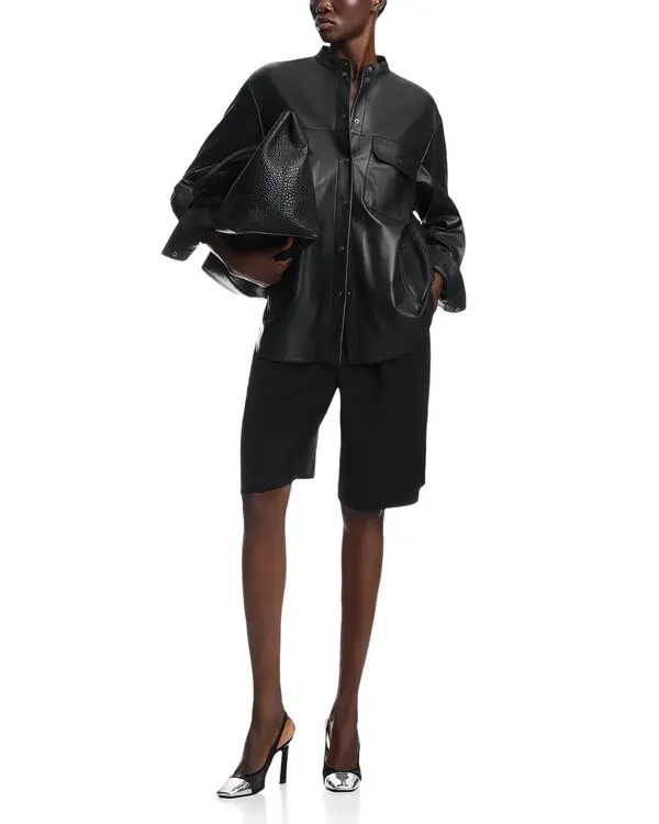 Emporio Armani Long Sleeve Leather Button-up Shirt