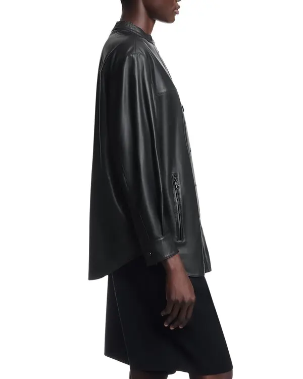 Emporio Armani Long Sleeve Leather Button-up Shirt