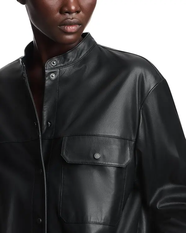 Emporio Armani Long Sleeve Leather Button-up Shirt