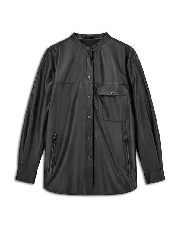 Emporio Armani Long Sleeve Leather Button-up Shirt