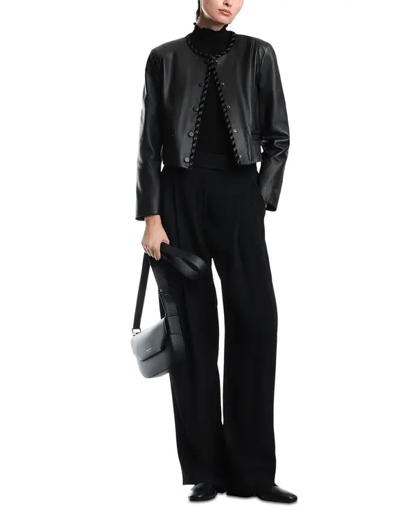 Emporio Armani Braided Trim Leather Jacket