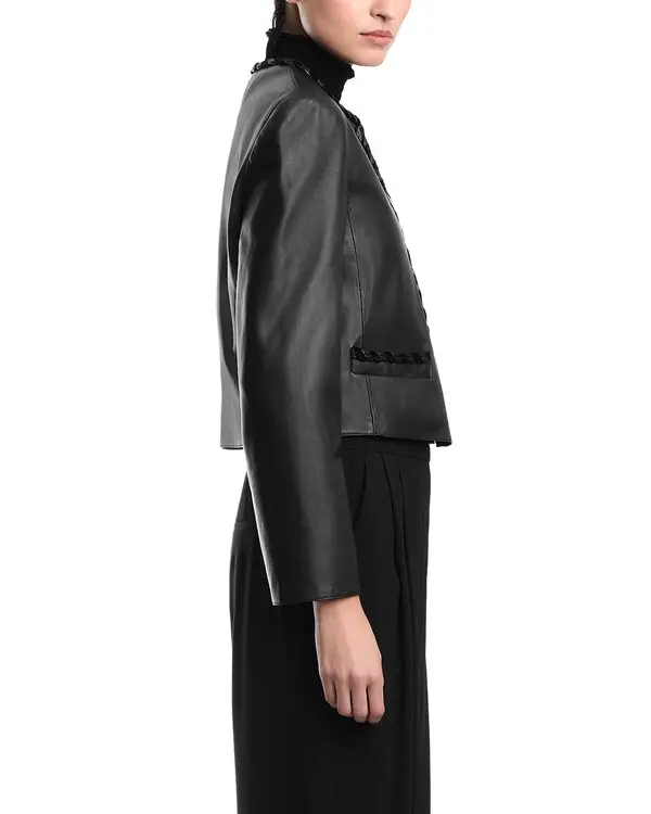 Emporio Armani Braided Trim Leather Jacket