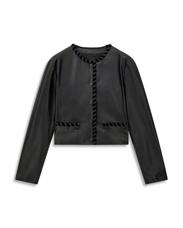 Emporio Armani Braided Trim Leather Jacket