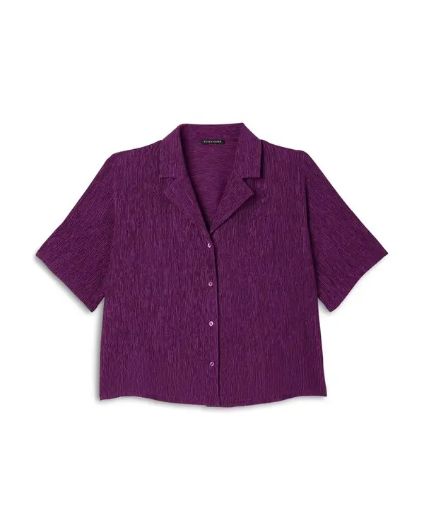Eileen Fisher Crinkled Button Front Shirt - Berry Bloom
