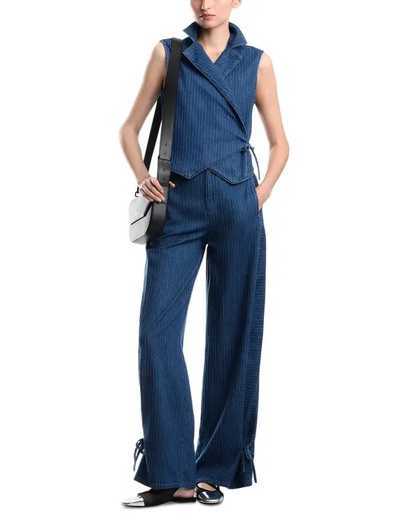 Emporio Armani Pinstriped Cotton Denim Waistcoat