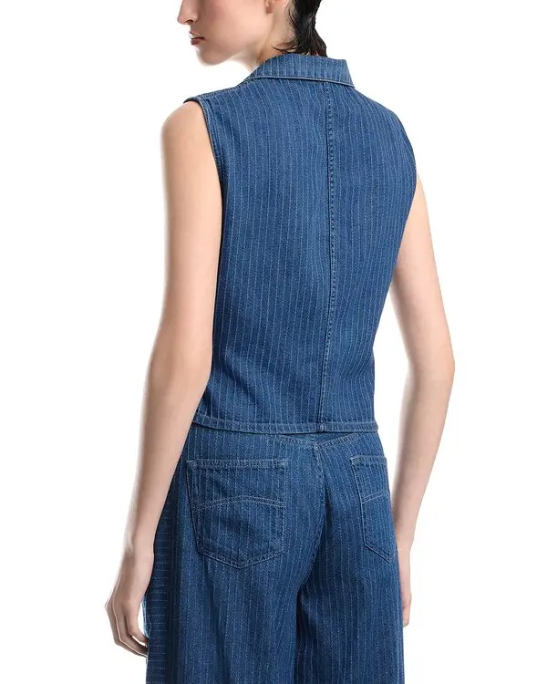 Emporio Armani Pinstriped Cotton Denim Waistcoat
