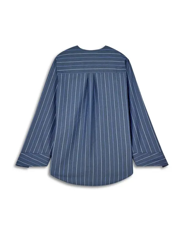 Emporio Armani Striped Stretch Jacquard Denim Shirt