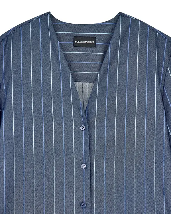 Emporio Armani Striped Stretch Jacquard Denim Shirt