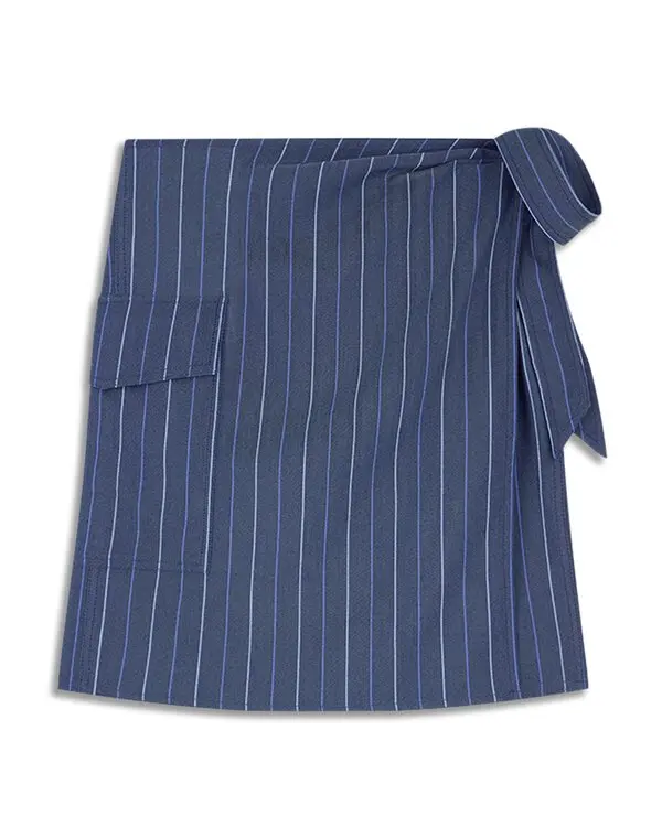 Emporio Armani Striped Jacquard Denim Wrap Skirt