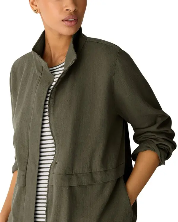 Eileen Fisher Zip-up Cotton & Linen Jacket