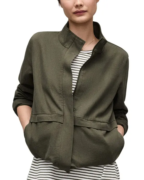 Eileen Fisher Zip-up Cotton & Linen Jacket