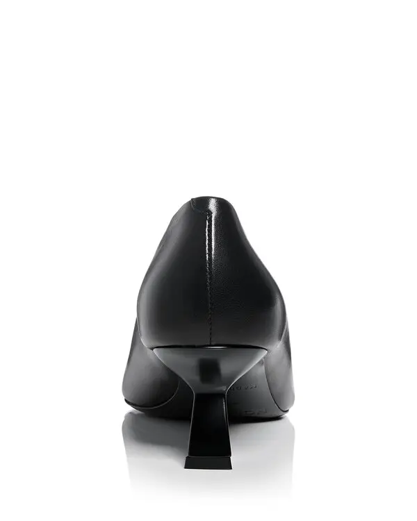 NODALETO Dona Leather Pointed Toe Kitten Heel Pumps - Black