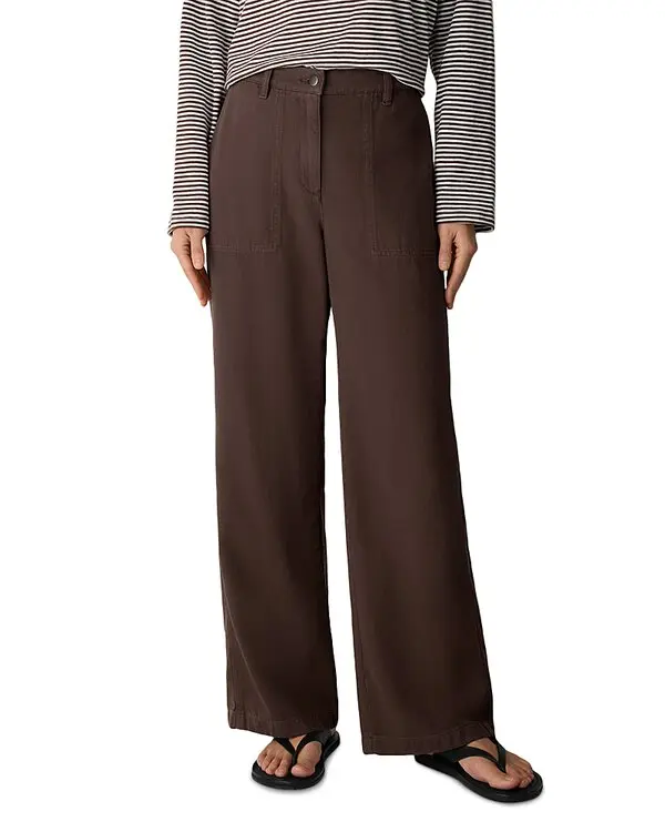 Eileen Fisher High Rise Wide Leg Cotton Pants - Trufl