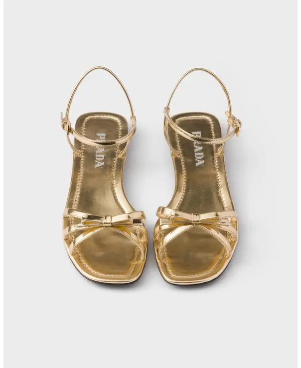 Prada Flat Metallic Leather Sandals - Gold/silver