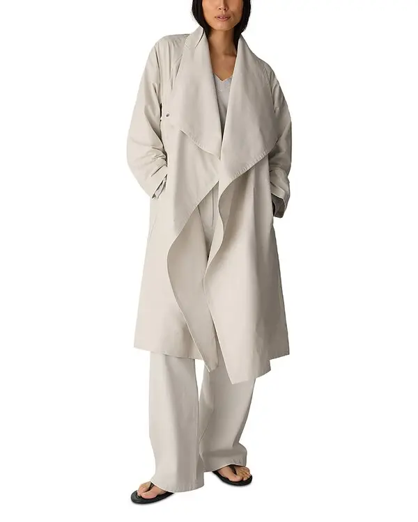 Eileen Fisher Draped High Collar Mid Length Coat - Black