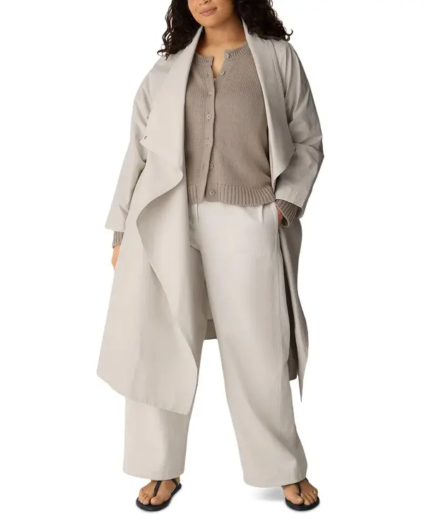 Eileen Fisher Draped High Collar Mid Length Coat - Black