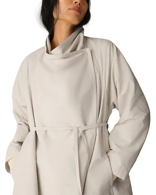 Eileen Fisher Draped High Collar Mid Length Coat - Black
