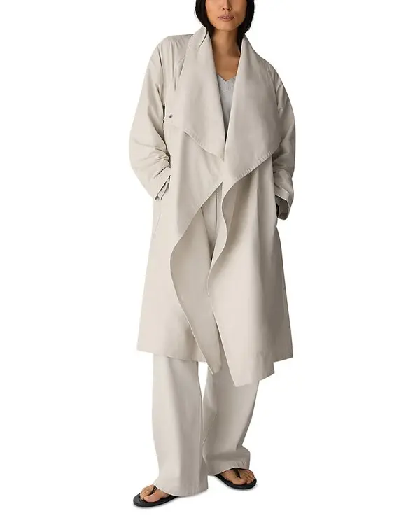 Eileen Fisher Draped High Collar Mid Length Coat