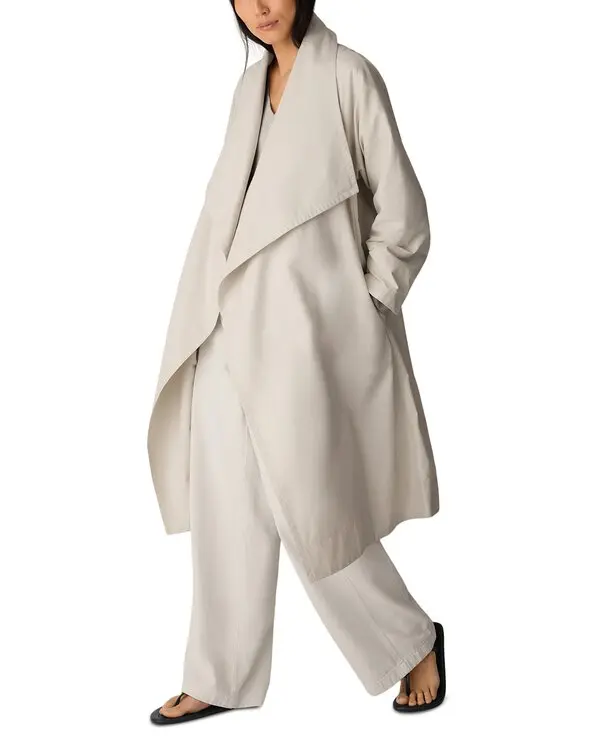 Eileen Fisher Draped High Collar Mid Length Coat