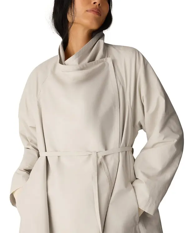 Eileen Fisher Draped High Collar Mid Length Coat