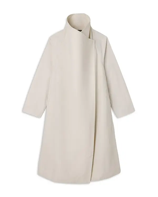 Eileen Fisher Draped High Collar Mid Length Coat