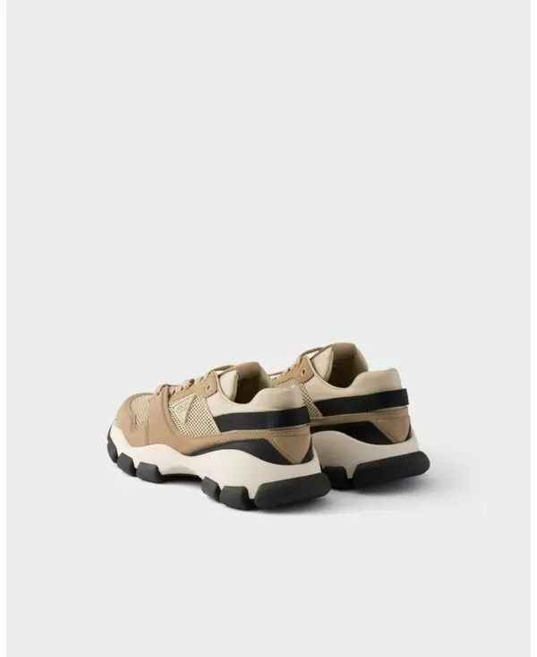 Prada Mesh Fabric And Suede Sneakers - Desert Beige