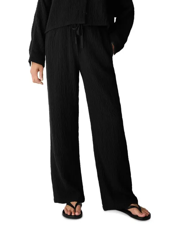 Eileen Fisher Cotton Stretch Straight Leg Pants With Drawstring