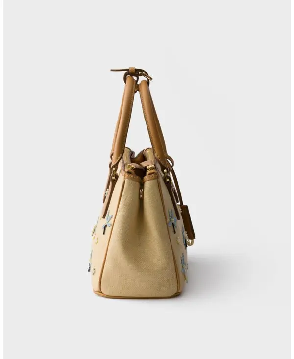 Prada Galleria Small Canvas And Leather Embroidered Bag