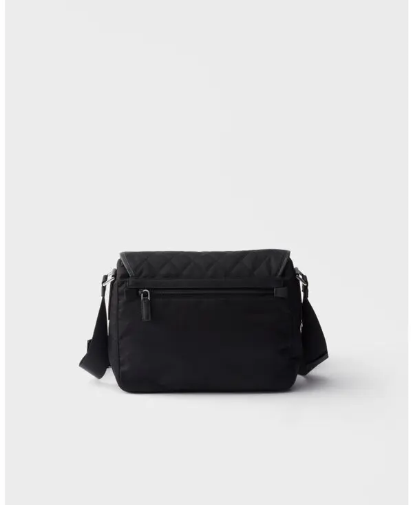 Prada Medium Quilted Re-nylon Shoulder Bag With Saffiano Leather Trim