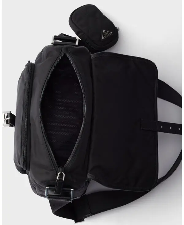 Prada Medium Quilted Re-nylon Shoulder Bag With Saffiano Leather Trim