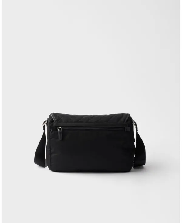 Prada Large Quilted Re-nylon Shoulder Bag With Saffiano Trim