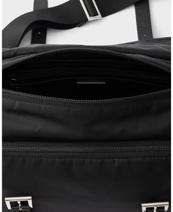 Prada Large Quilted Re-nylon Shoulder Bag With Saffiano Trim